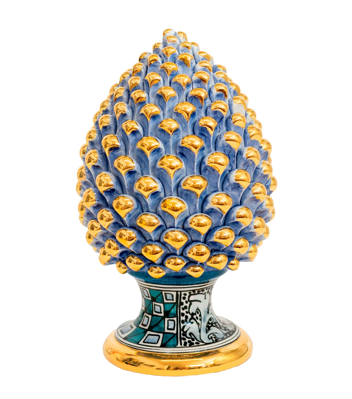 PIGNA IN CERAMICA SICILIANA CALTAGIRONE PUNTE ORO BASE DECORATA – Teste ...