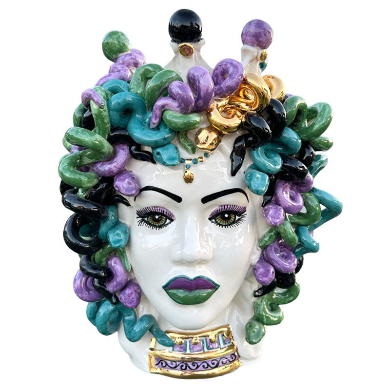 BROWN HEAD MEDUSA IN LUXURY SICILIAN CERAMIC H. 40 CM – Teste Di Moro ...