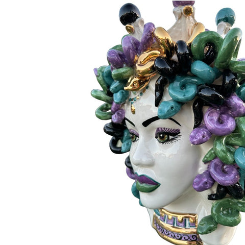 BROWN HEAD MEDUSA IN LUXURY SICILIAN CERAMIC H. 40 CM – Teste Di Moro ...