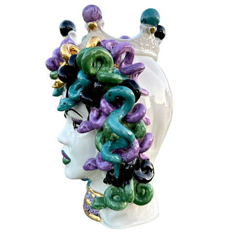 BROWN HEAD MEDUSA IN LUXURY SICILIAN CERAMIC H. 40 CM – Teste Di Moro ...